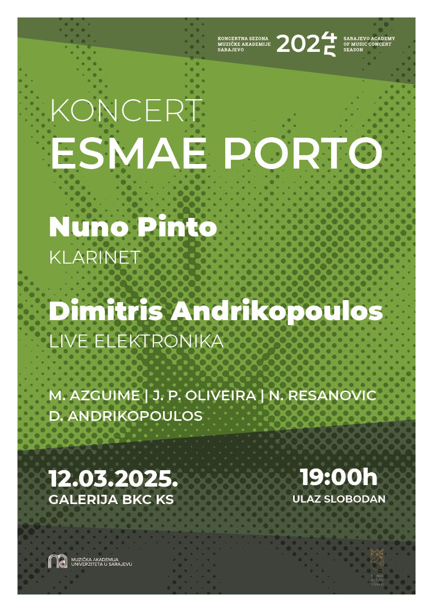 Koncert profesora ESMAE Porto u Sarajevu: Klarinetist Nuno Pinto i kompozitor Dimitris ...